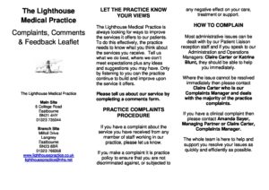 Complaints leaflet – Lighthouse Medical Practice